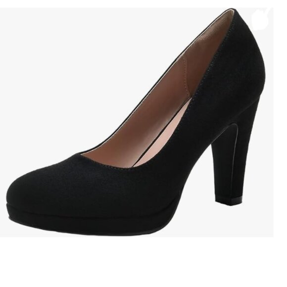 miss left | Shoes | Miss Left Black Low Platform Chunky High Heels Slip ...